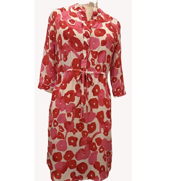 Dresses | Poppy Print Silk Shirt Dress | Poshmark